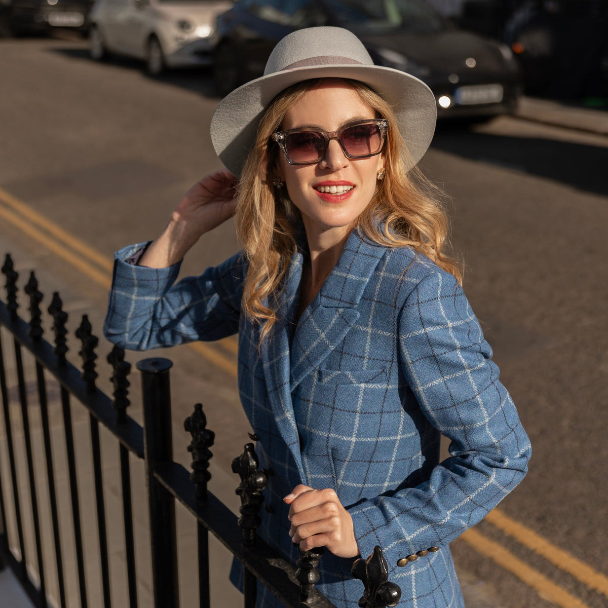 Clarendon – Double Breasted Check Tweed Blazer in Azure – Stumper ...