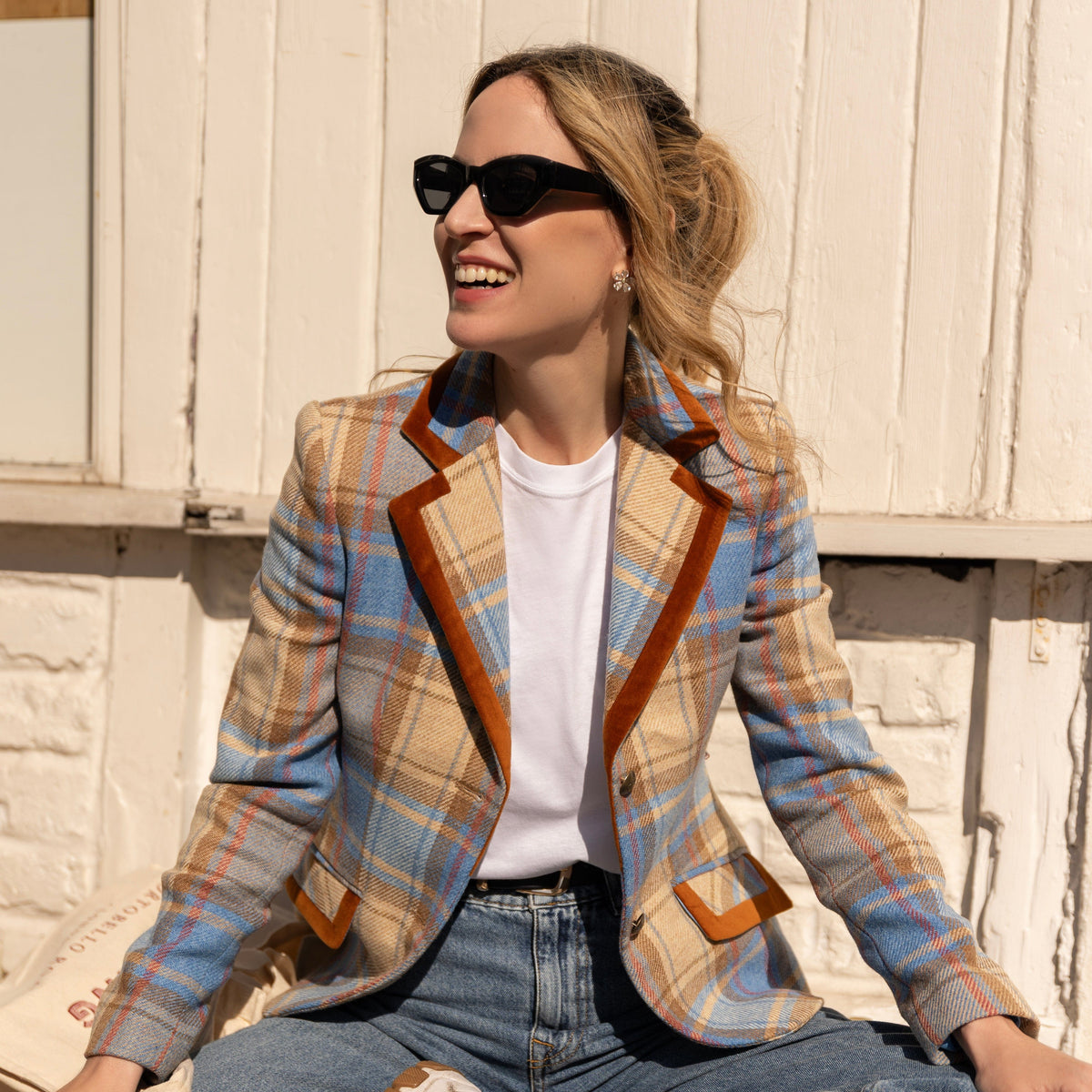 Aubrey Check Tweed Jacket – Blue and Cinnamon – Stumper & Fielding