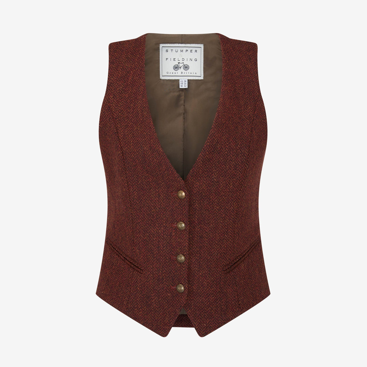 Elgin – Mocha and Ember Herringbone Tweed Waistcoat – Stumper & Fielding